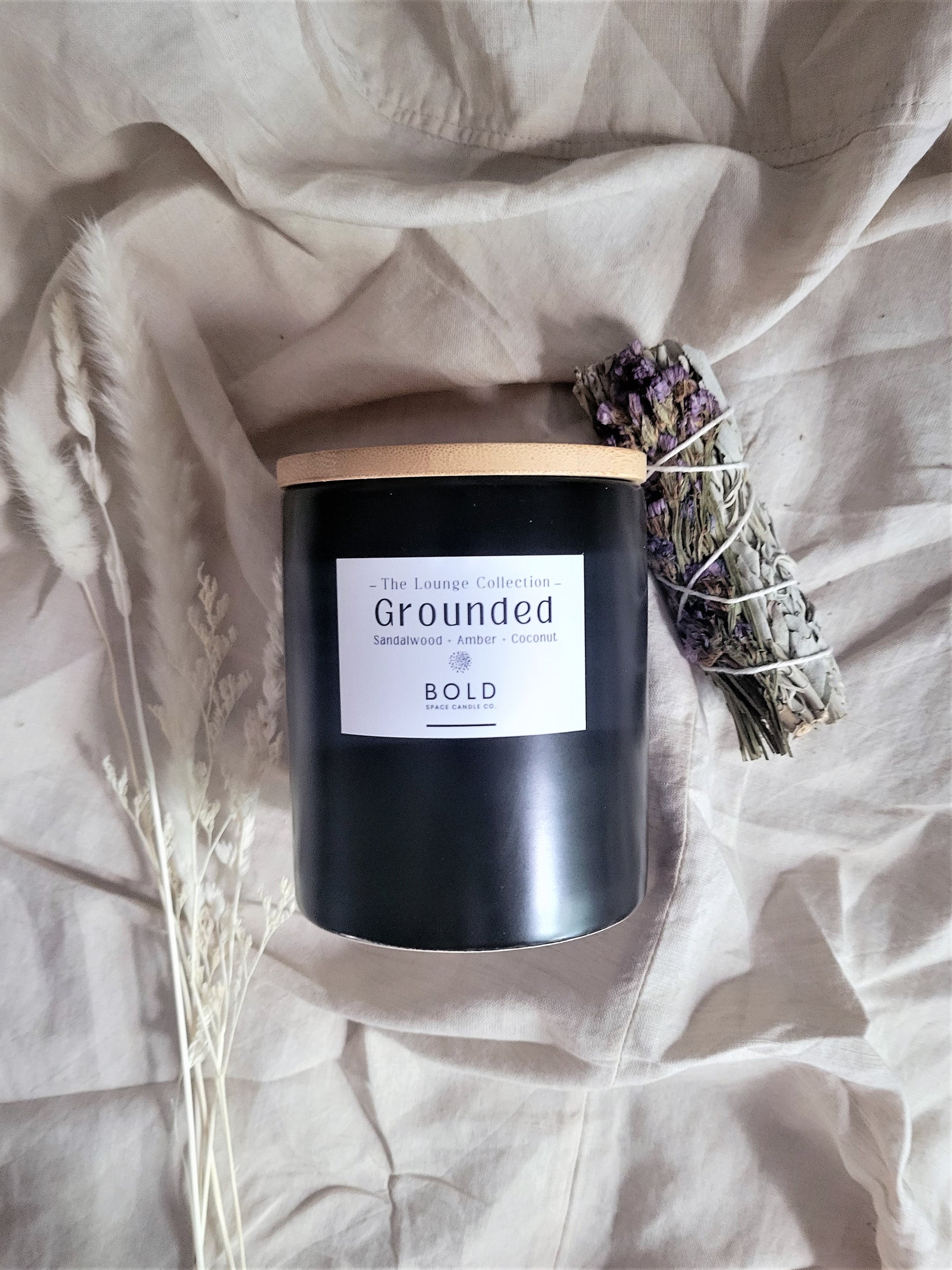 12 oz. Grounded Candle - Sandalwood + Coconut | Bold Space Candle Co.